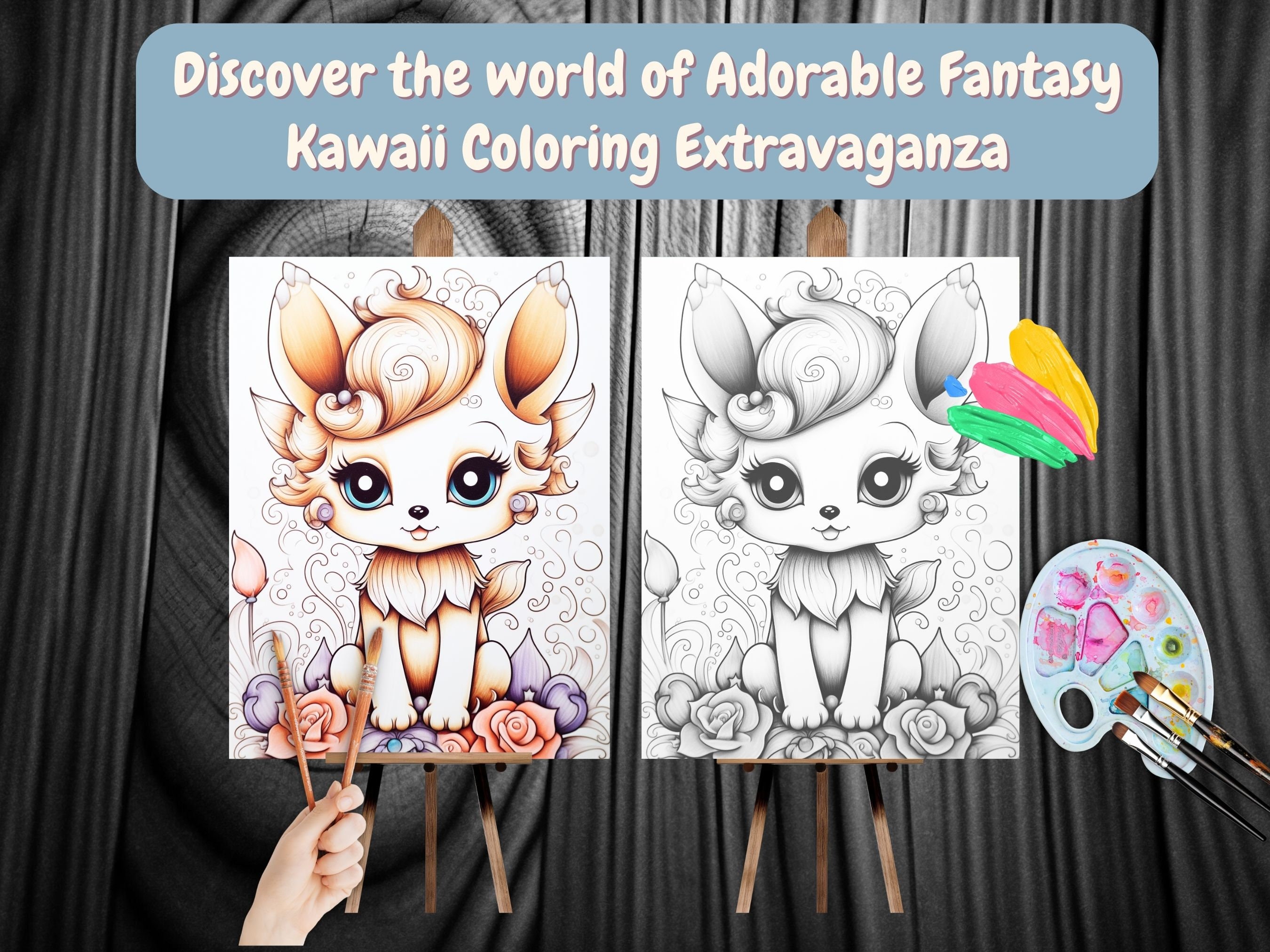Kawaii Fantasy Coloring Pages for Adults Kawaii Cat Coloring - Etsy