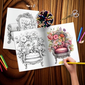 Blooming Antiques Coloring Pages for Adults Instant Download Floral ...