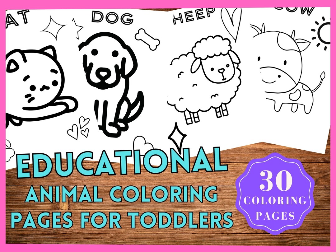 30 Educational Animals With Names Coloring Page Book,instant Download ...