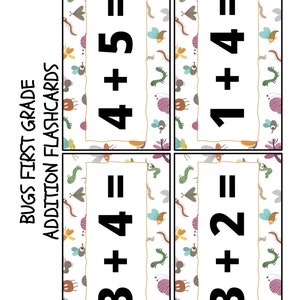 Addition Flashcards Printable Bugs First Grade Math Worksheets for Kids ...
