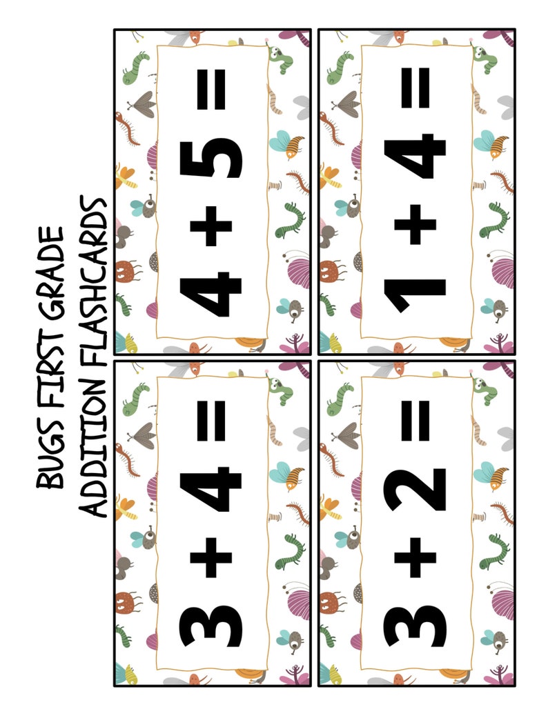 Addition Flashcards Printable Bugs First Grade Math Worksheets for Kids ...