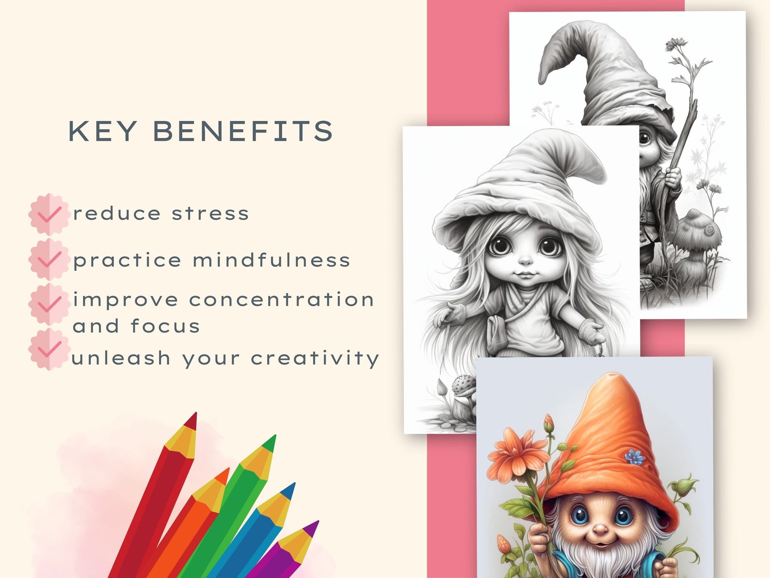 Garden Gnome Coloring Page Spring Gnome Coloring Page Kids - Etsy