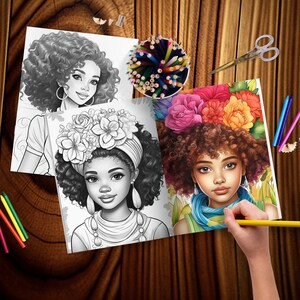 African American Kids Coloring Pages Printable Kids Grayscale Coloring ...