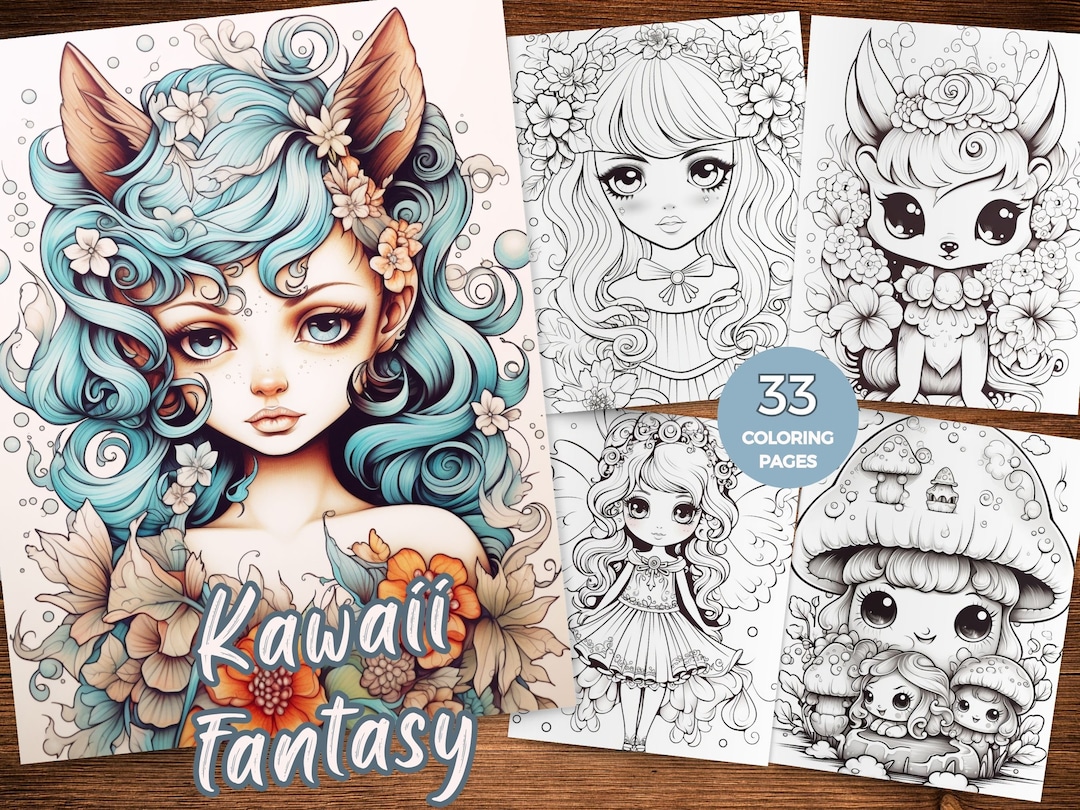 Kawaii Fantasy Coloring Pages for Adults Kawaii Cat Coloring Pages ...