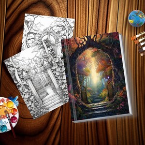Magical Forest Gate Coloring Pages Printable Enchanted Gate Coloring ...