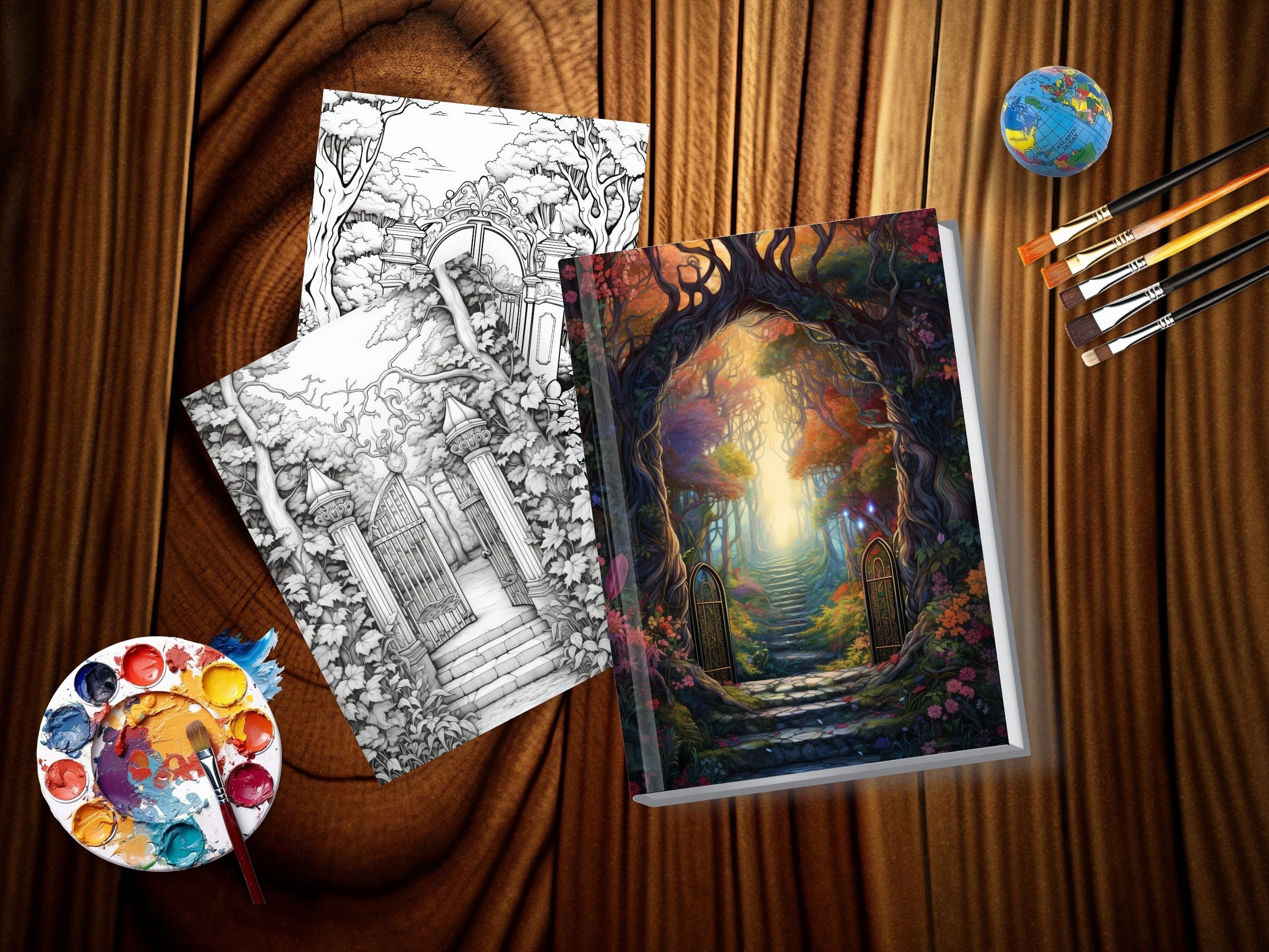 Magical Forest Gate Coloring Pages Printable Enchanted Gate Coloring ...