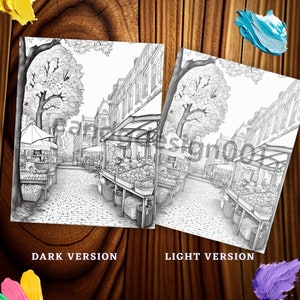 Minimalist Autumn Street Market Coloring Book Printable Coloring Pages ...