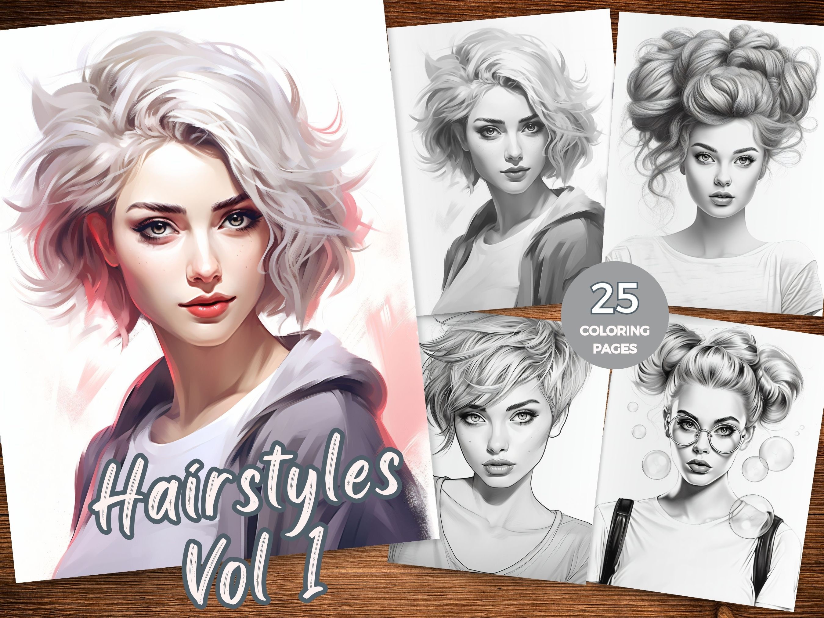 Hairstyles Coloring Pages of Hairstyles Coloring Book Fashion - Etsy