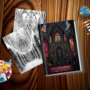 Gothic Interior Coloring Book Instant Download Gothic Architecture ...