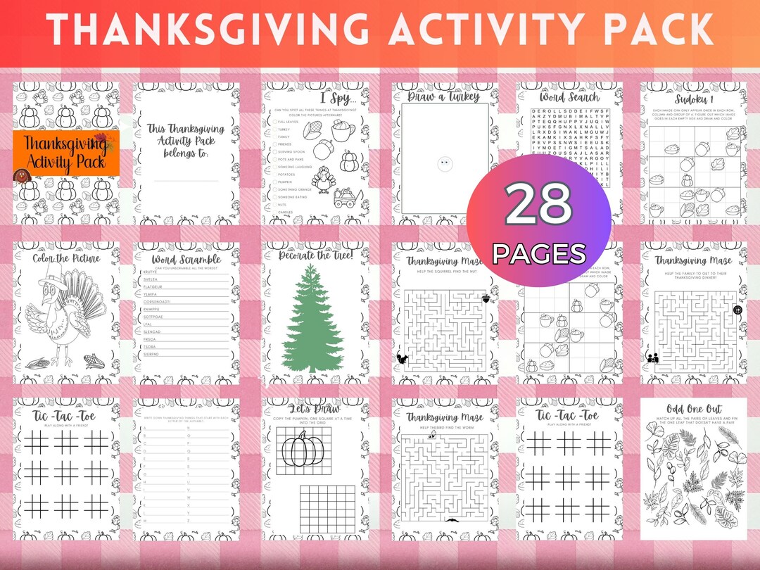 Thanksgiving Activity Sheets for Kids Fall Kids Activities Printable ...