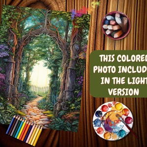 Magical Forest Gate Coloring Pages Printable Enchanted Gate Coloring ...