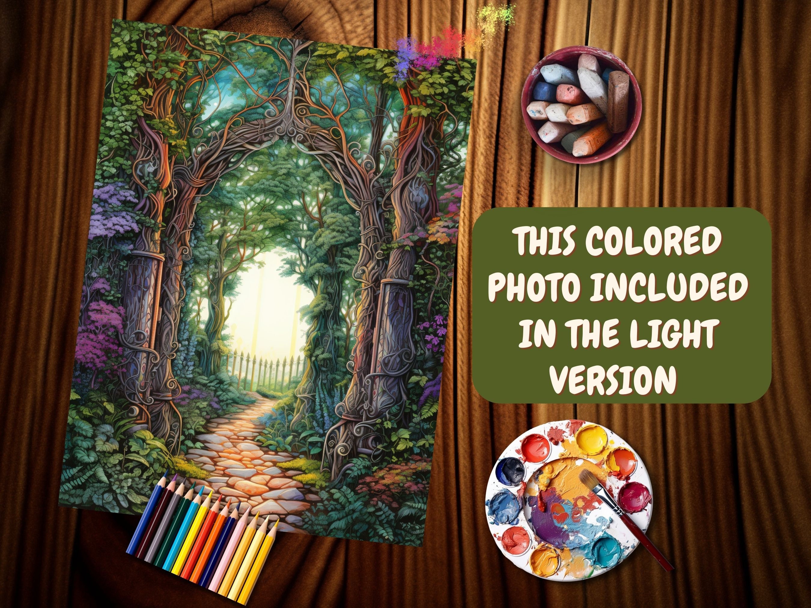 Magical Forest Gate Coloring Pages Printable Enchanted Gate Coloring ...
