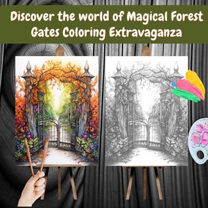 Magical Forest Gate Coloring Pages Printable Enchanted Gate Coloring ...