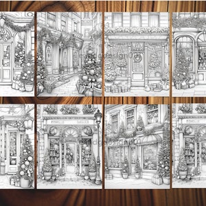 Christmas Storefront Coloring Pages Storefront Grayscale Coloring Book ...