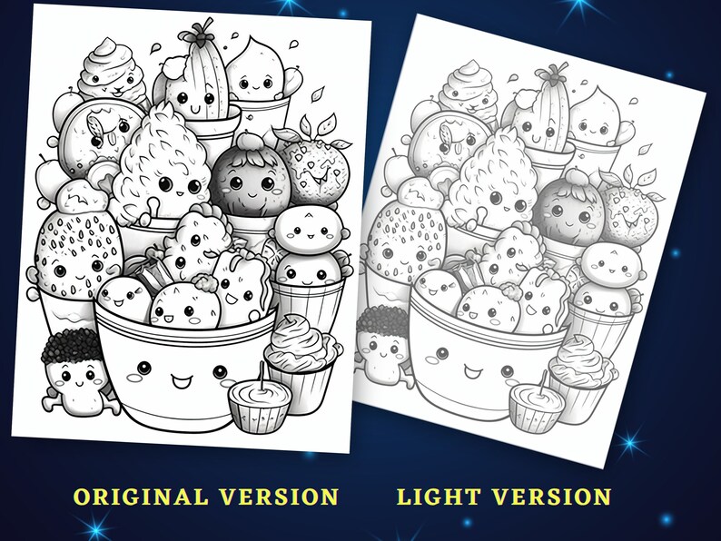 30 Kawaii Food Coloring Page Bookinstant Downloadprintable - Etsy