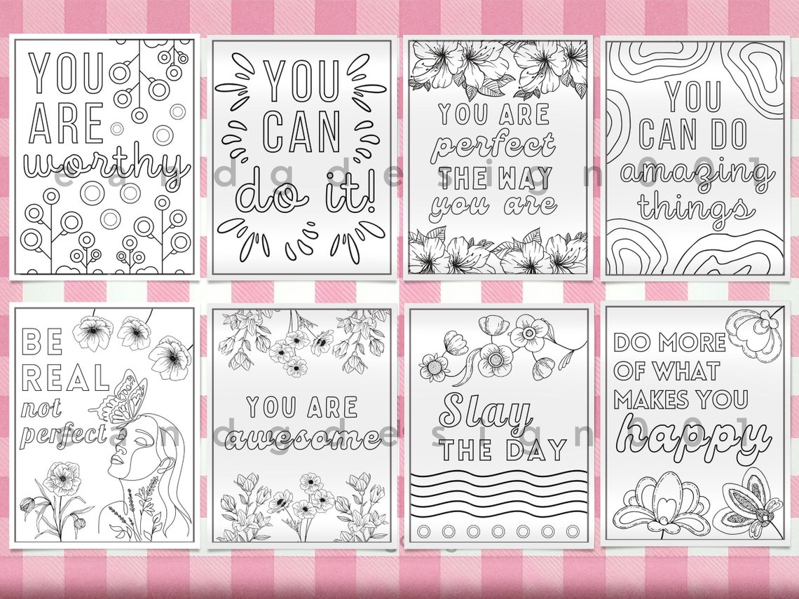 Self Love Coloring Pages Think Like a Girl Boss Affirmation - Etsy