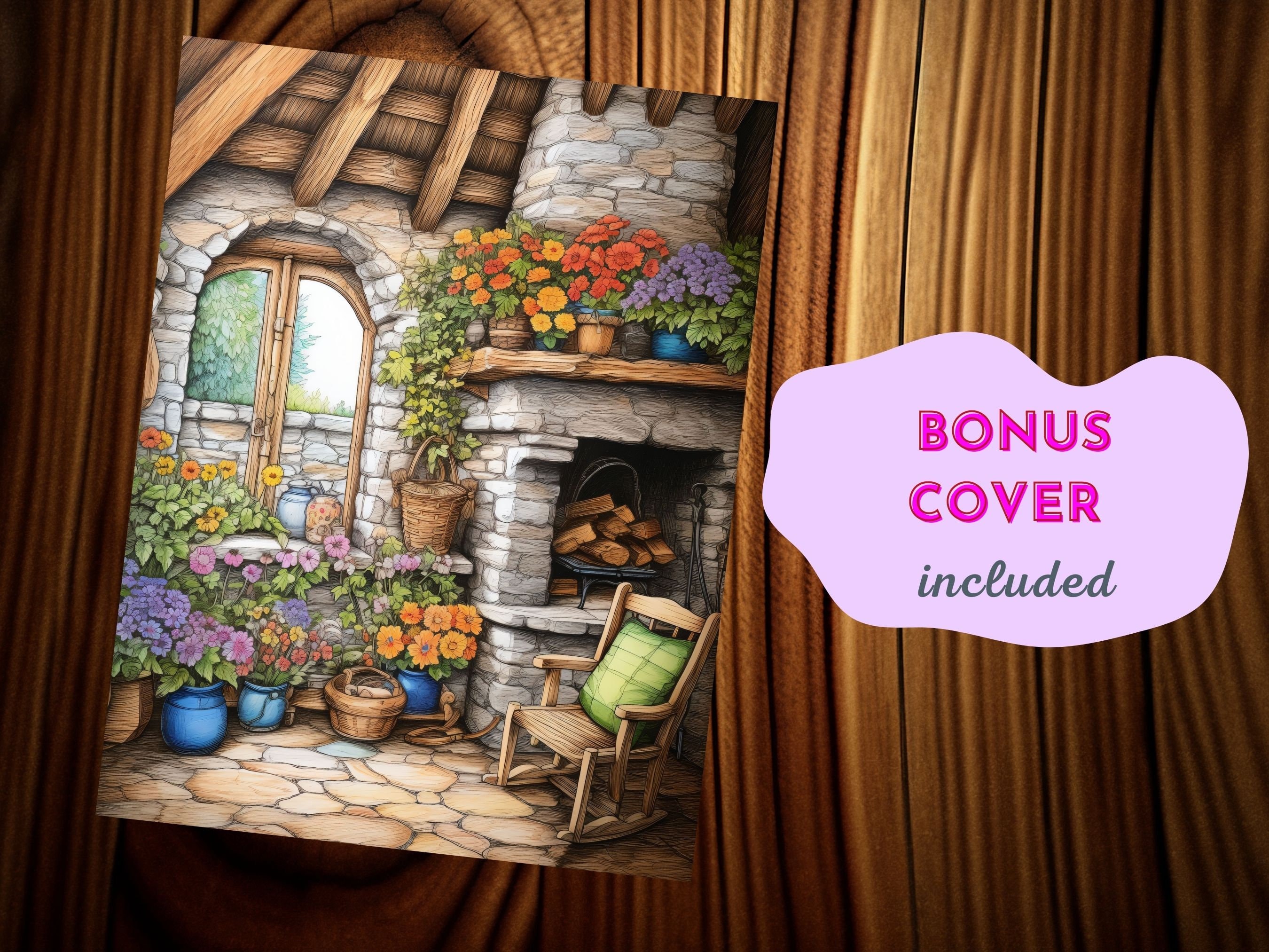 Stone House Cottage Coloring Pages for Adults Instant Download - Etsy