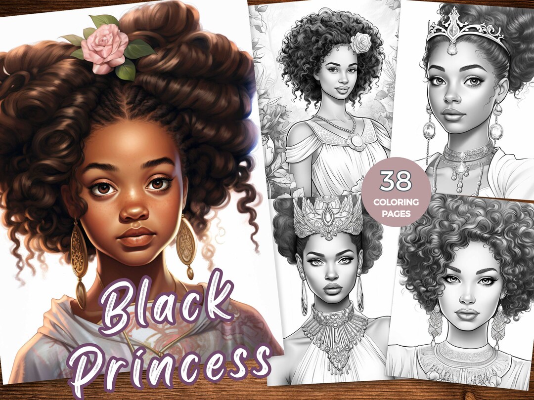 Black Princess Coloring Pages for Adults Portrait of Black Girl ...