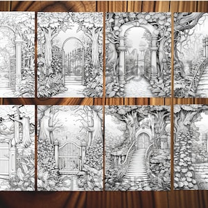 Magical Forest Gate Coloring Pages Printable Enchanted Gate Coloring ...