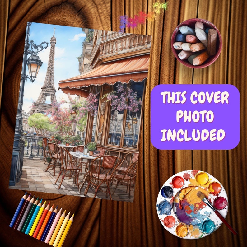 Coloring Book Cafe Coloring Pages Cafe' Shop in Paris - Etsy