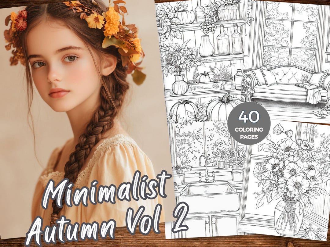 Minimalist Autumn Coloring Book Fall Coloring Pages for Adults Autumn ...