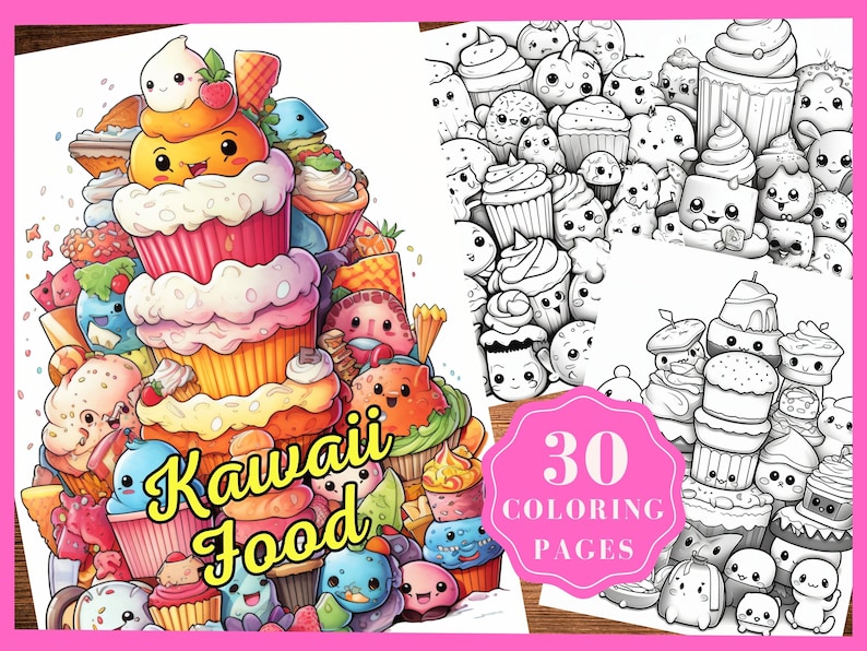 30 Kawaii Food Coloring Page Bookinstant Downloadprintable - Etsy