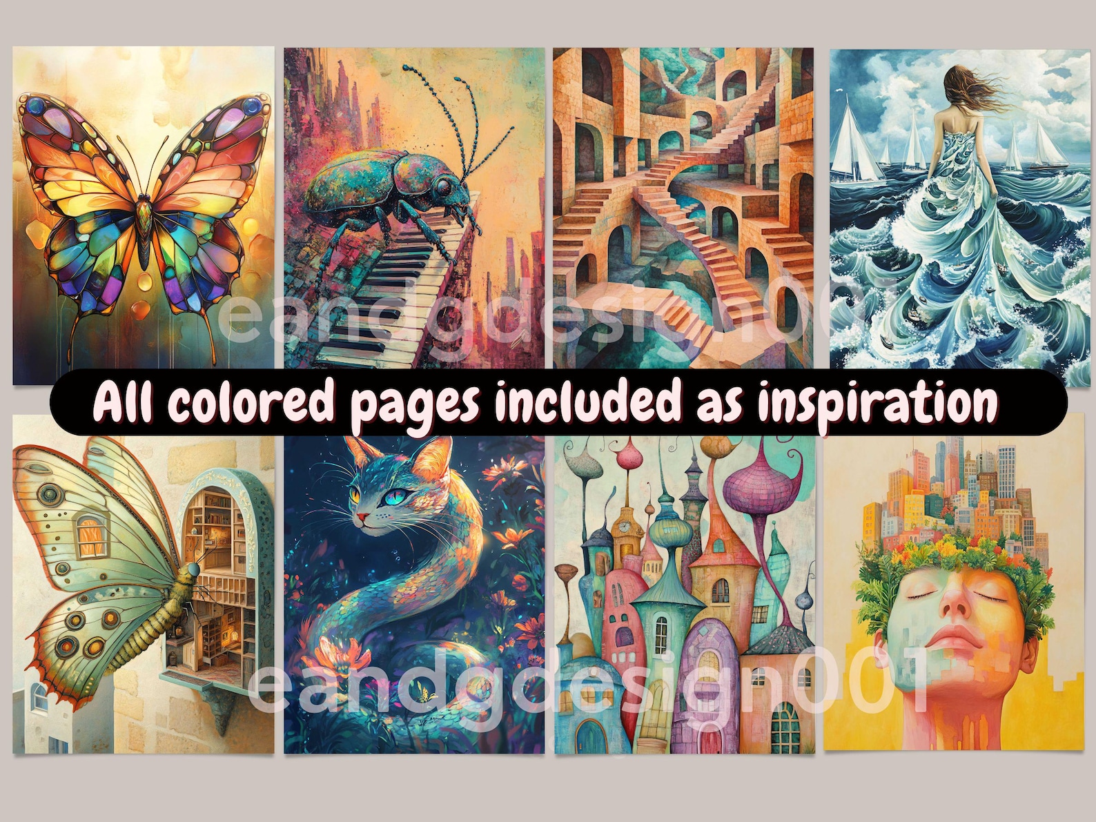 Surrealism Coloring Pages Fantasyabstract Coloring Book Surreal Art ...