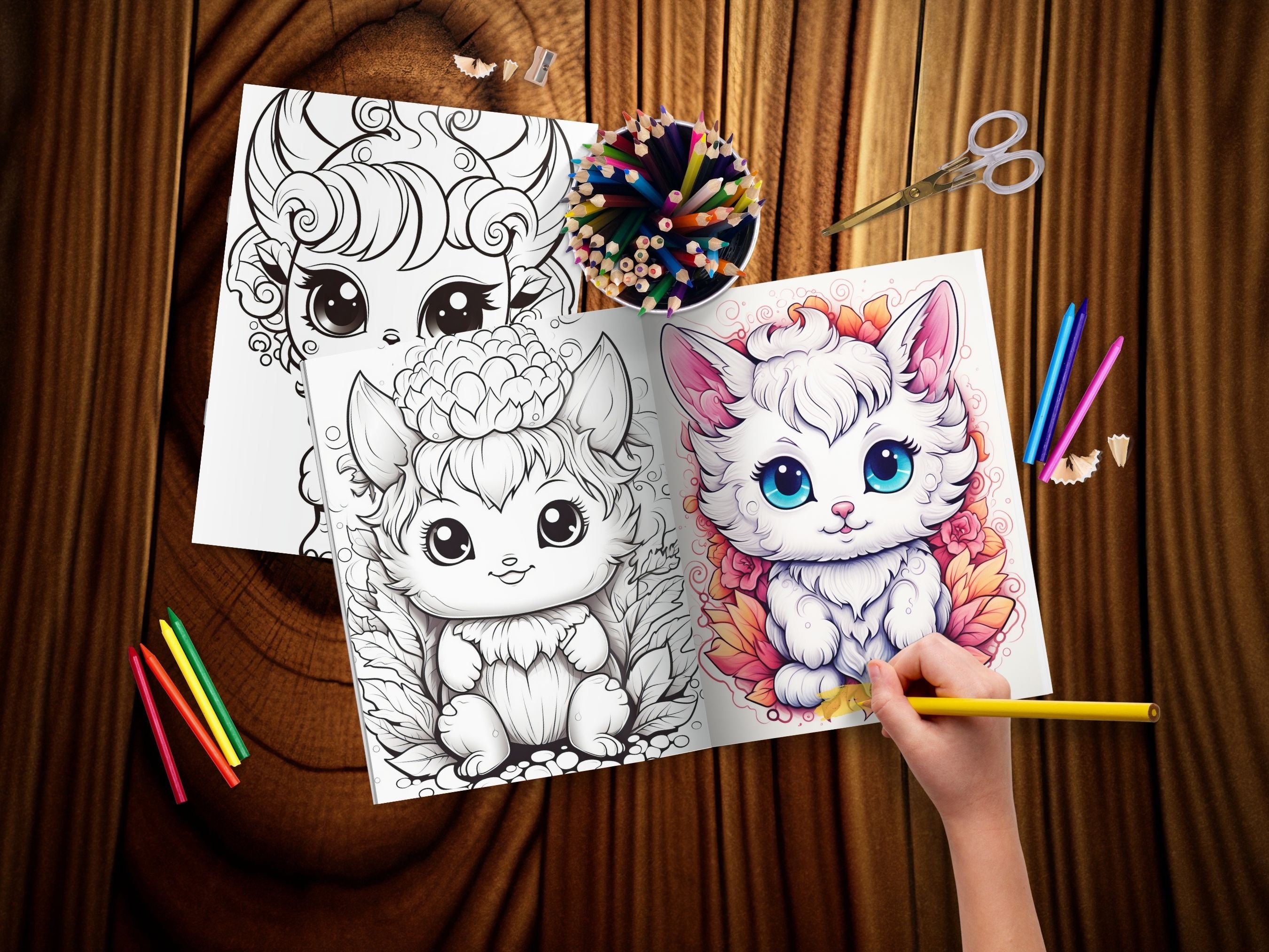Kawaii Fantasy Coloring Pages for Adults Kawaii Cat Coloring - Etsy