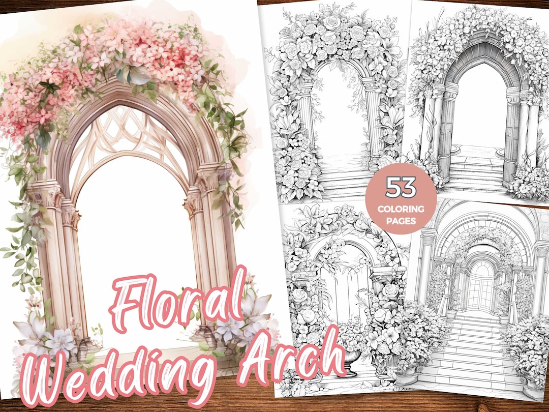 Floral Wedding Arch Coloring Page Floral Arch Coloring Book Flowers ...