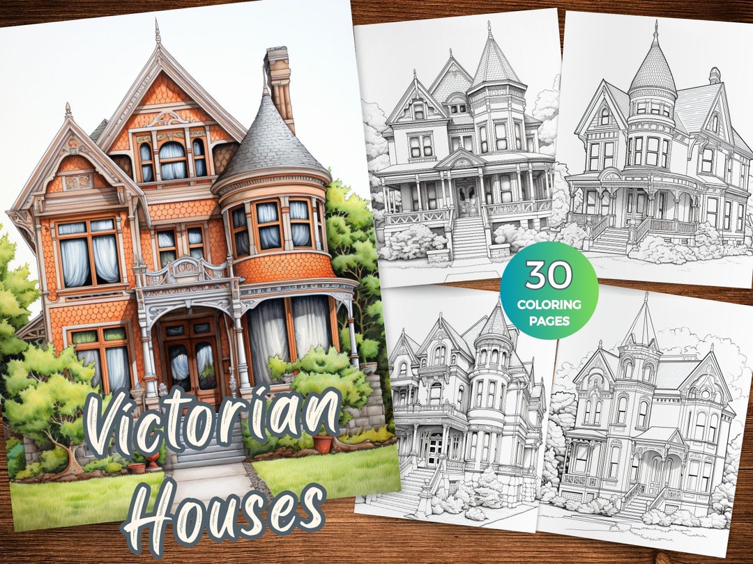 Victorian House Coloring Pages for Adults Instant Download Historical ...