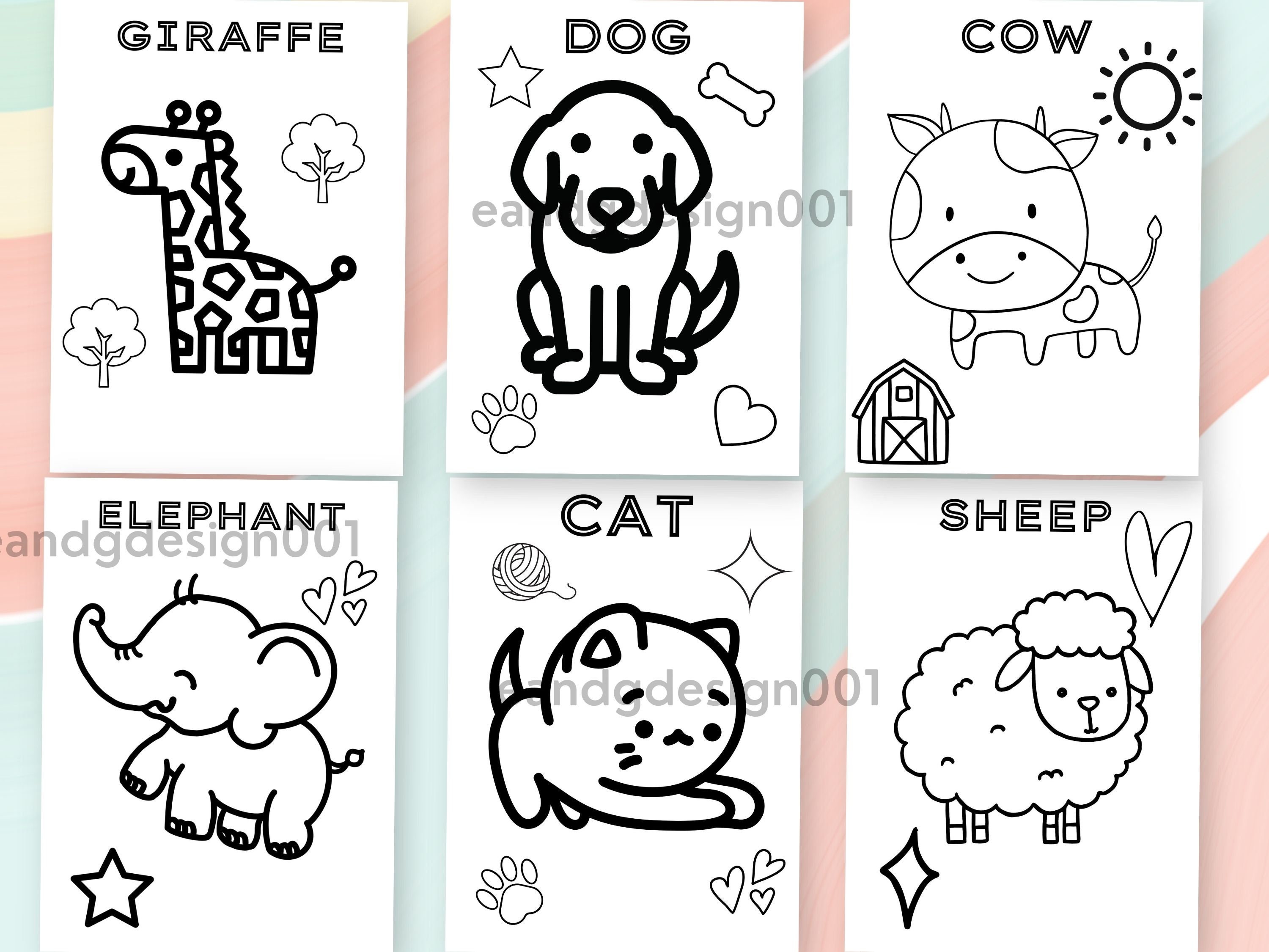 30 Educational Animals With Names Coloring Page Book,instant Download ...