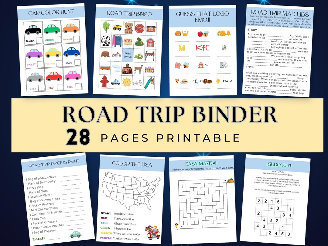 Binder Road Trip Printables Games Bundle Car Activities for Family ...