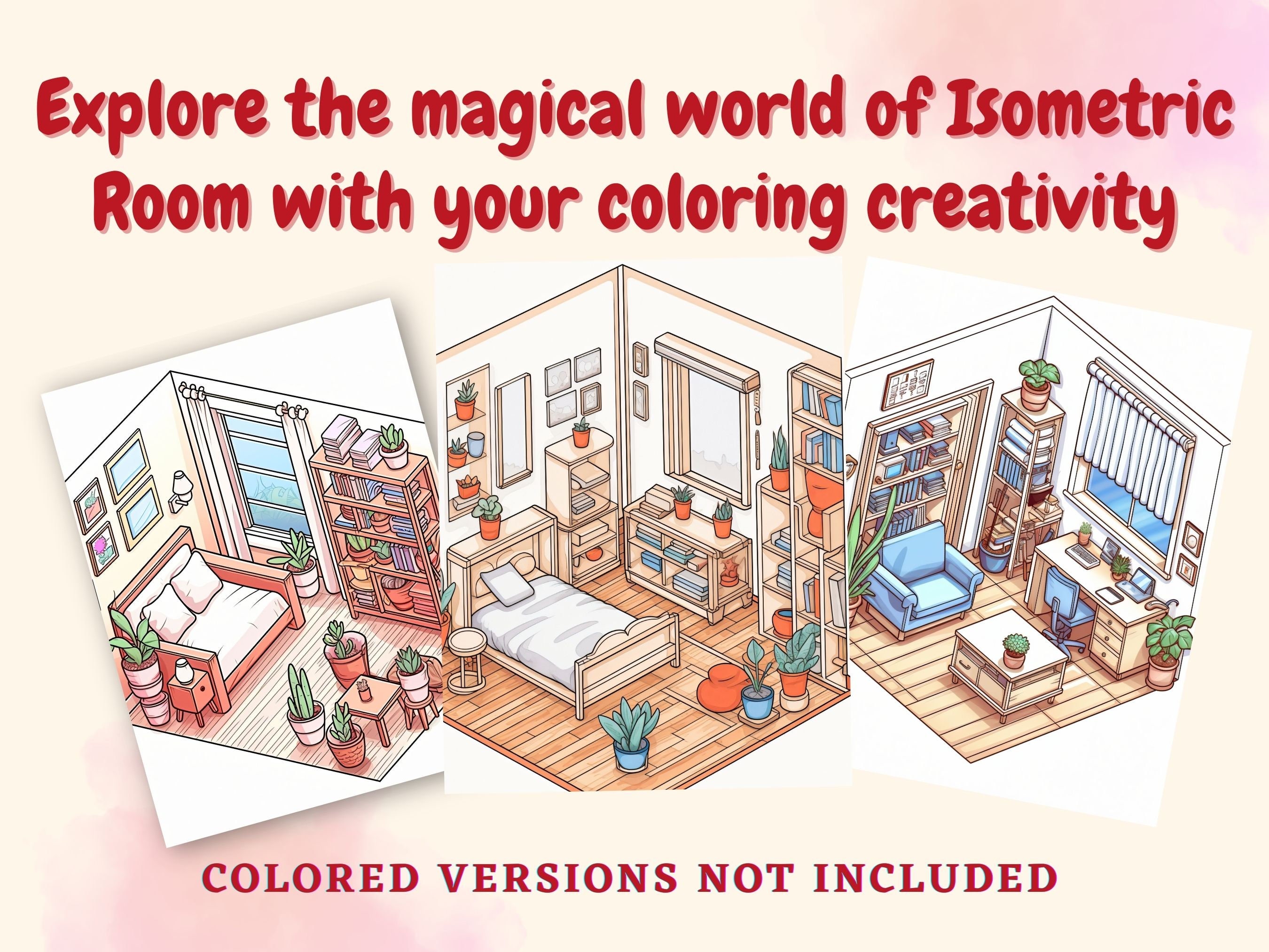 Fantasy Isometric Room Coloring Pages, Interior Isometric Coloring ...