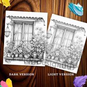 Blooming Windows Coloring Pages for Adults Floral Window Coloring ...