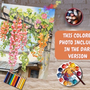 Hanging Flowers Coloring Pages Instant Download Blossom Floral ...