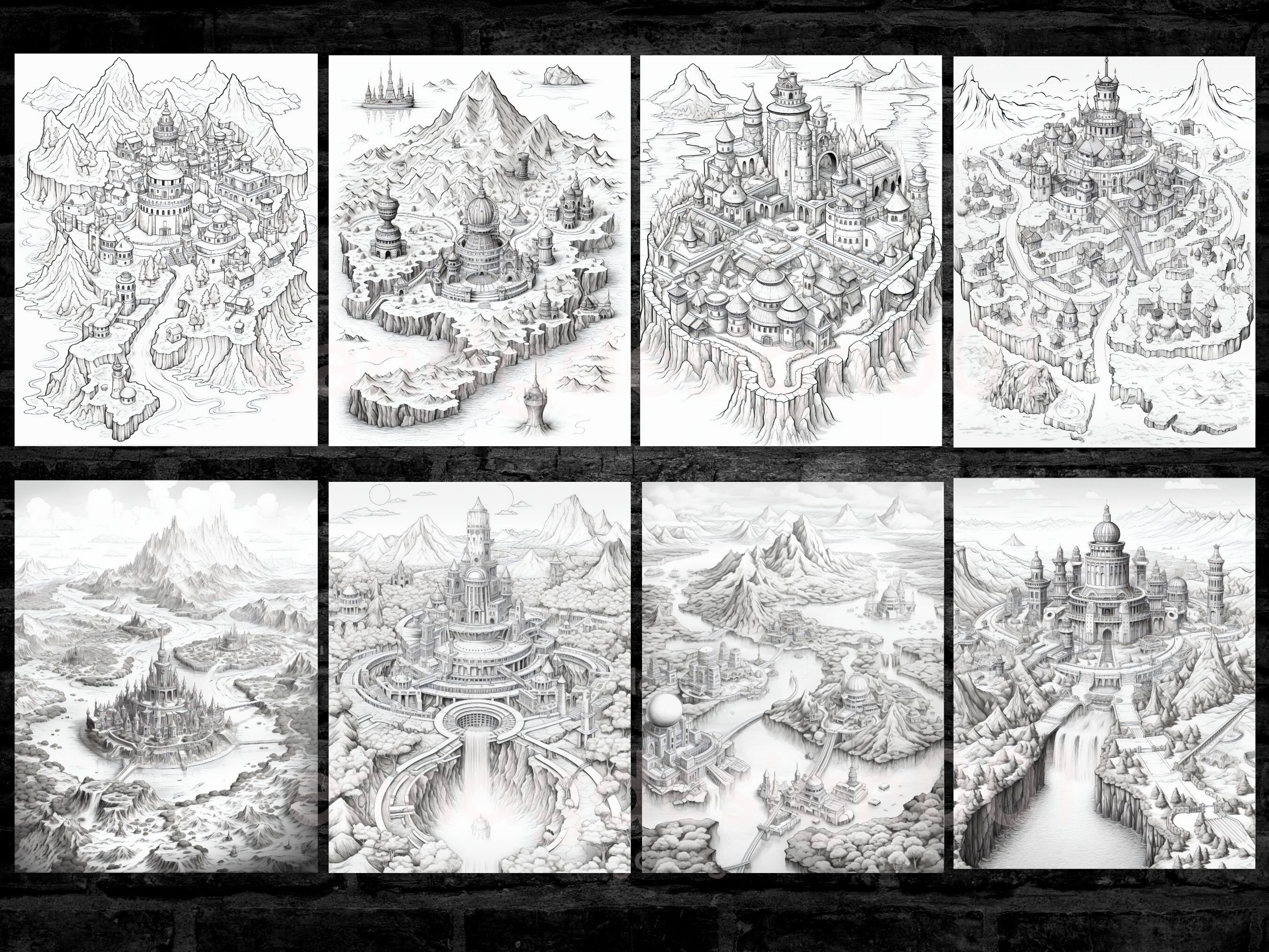 Fantasy Map Coloring Pages for Adults Map of Fantasy World Coloring ...