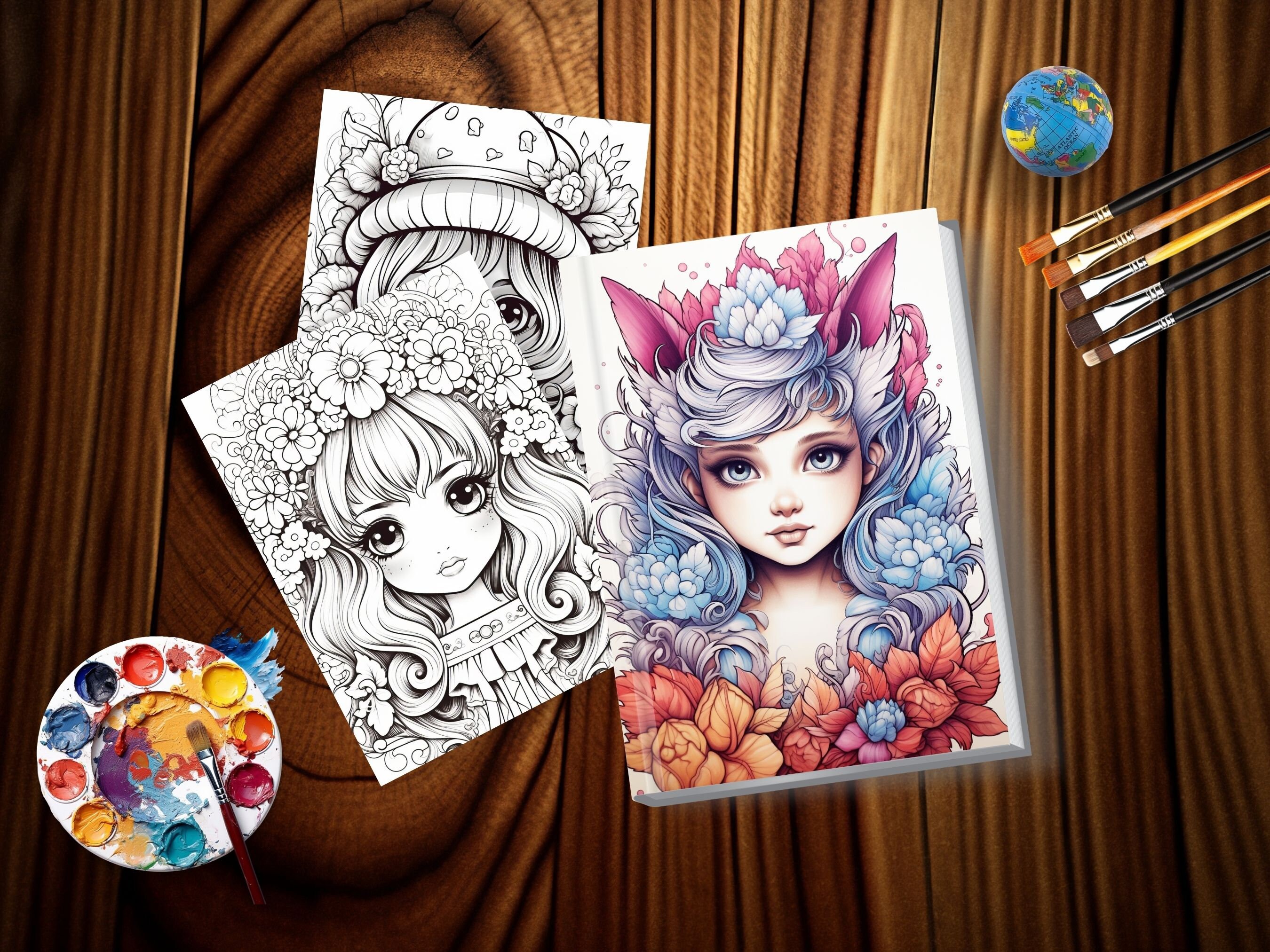 Kawaii Fantasy Coloring Pages for Adults Kawaii Cat Coloring - Etsy