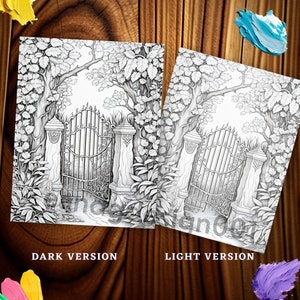 Magical Forest Gate Coloring Pages Printable Enchanted Gate Coloring ...