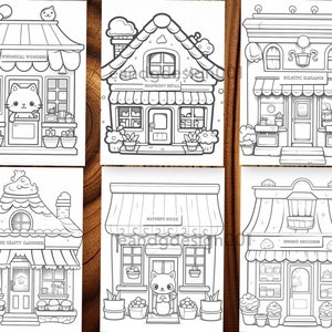 Adorable Storefront Grayscale Coloring Pages Kawaii Frontstore Coloring ...