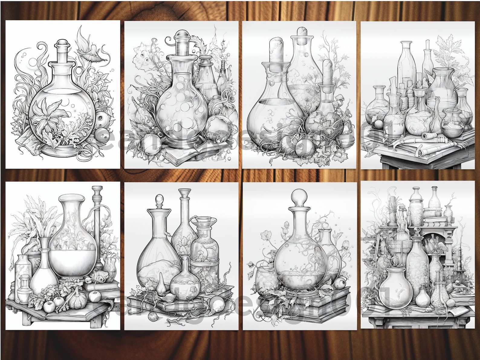 Magic Potion Coloring Pages Adult and Kids Coloring Book Fantasy ...