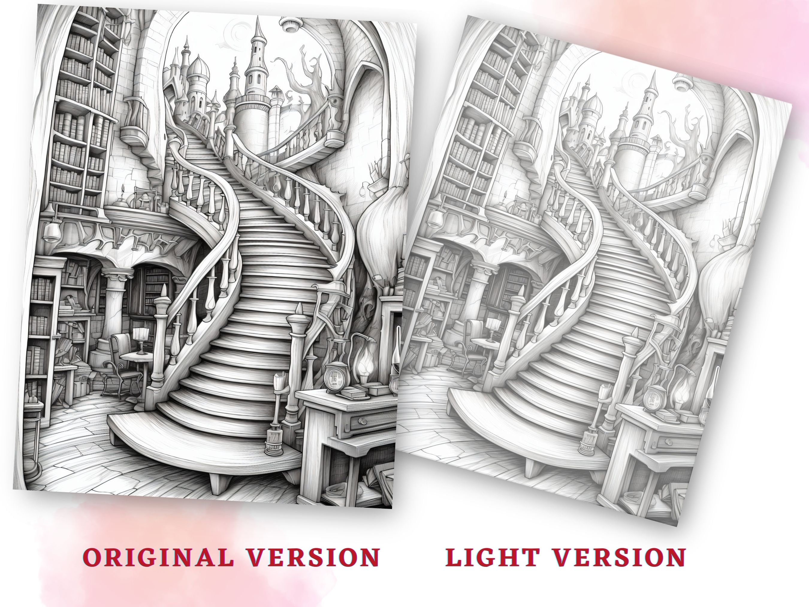 Enchanted Library Coloring Page Book Fantasy Coloring Book - Etsy