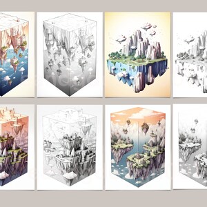 Floating Island in a Sky Box Coloring Pages Fantasy Islands Coloring ...