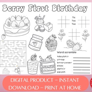 Berry 1st Birthday Coloring Berry First Birthday Coloring Page ...