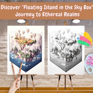 Floating Island in a Sky Box Coloring Pages Fantasy Islands Coloring ...