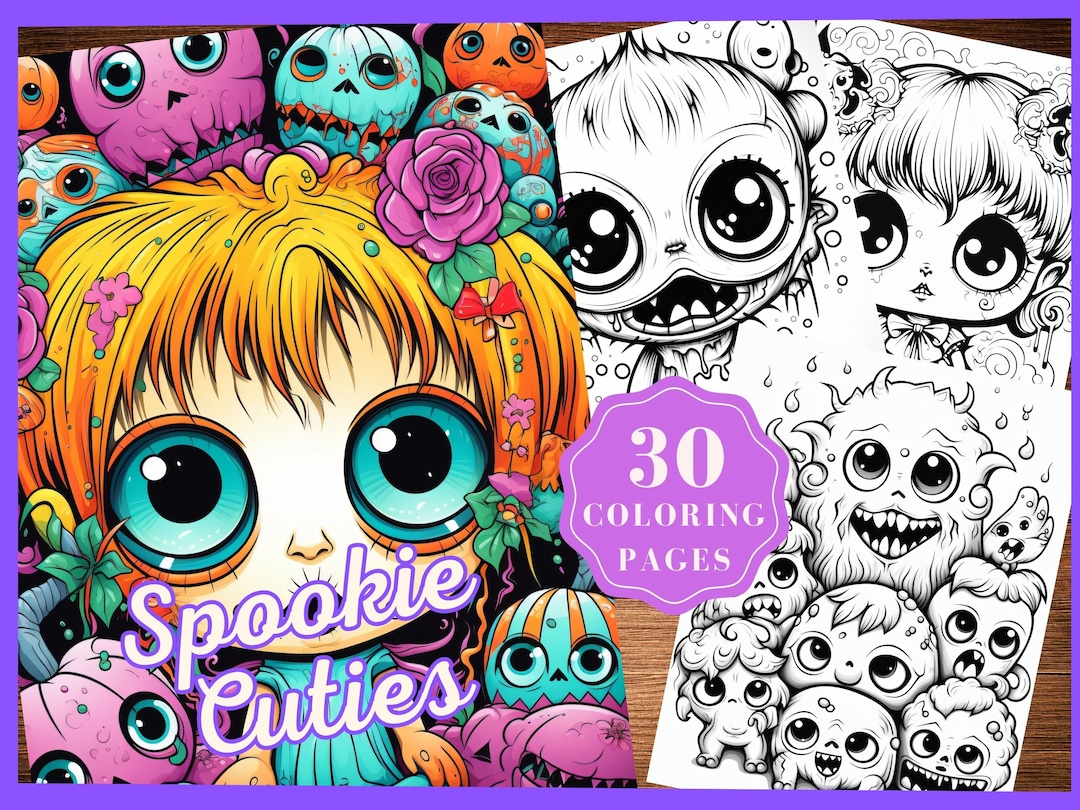 Spooky Cutie Coloring Pages, Kawaii Creepy Coloring Book, Horror ...