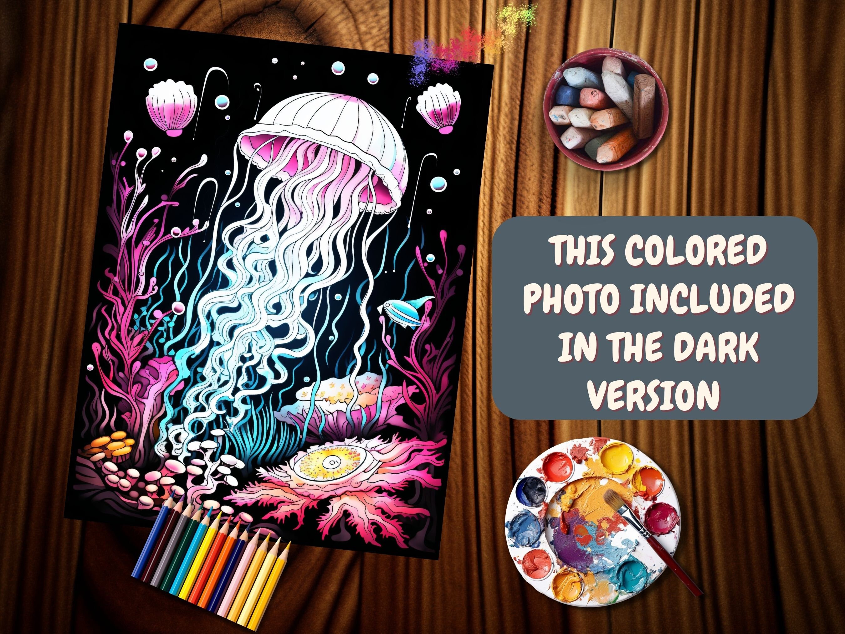 Black Background Coloring Book Instant Download Nocturnal Wonders Black ...
