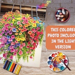 Hanging Flowers Coloring Pages Instant Download Blossom Floral ...