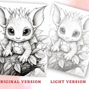 30 Baby Woodland Dragon Fantasy Coloring Page Book,instant Download ...