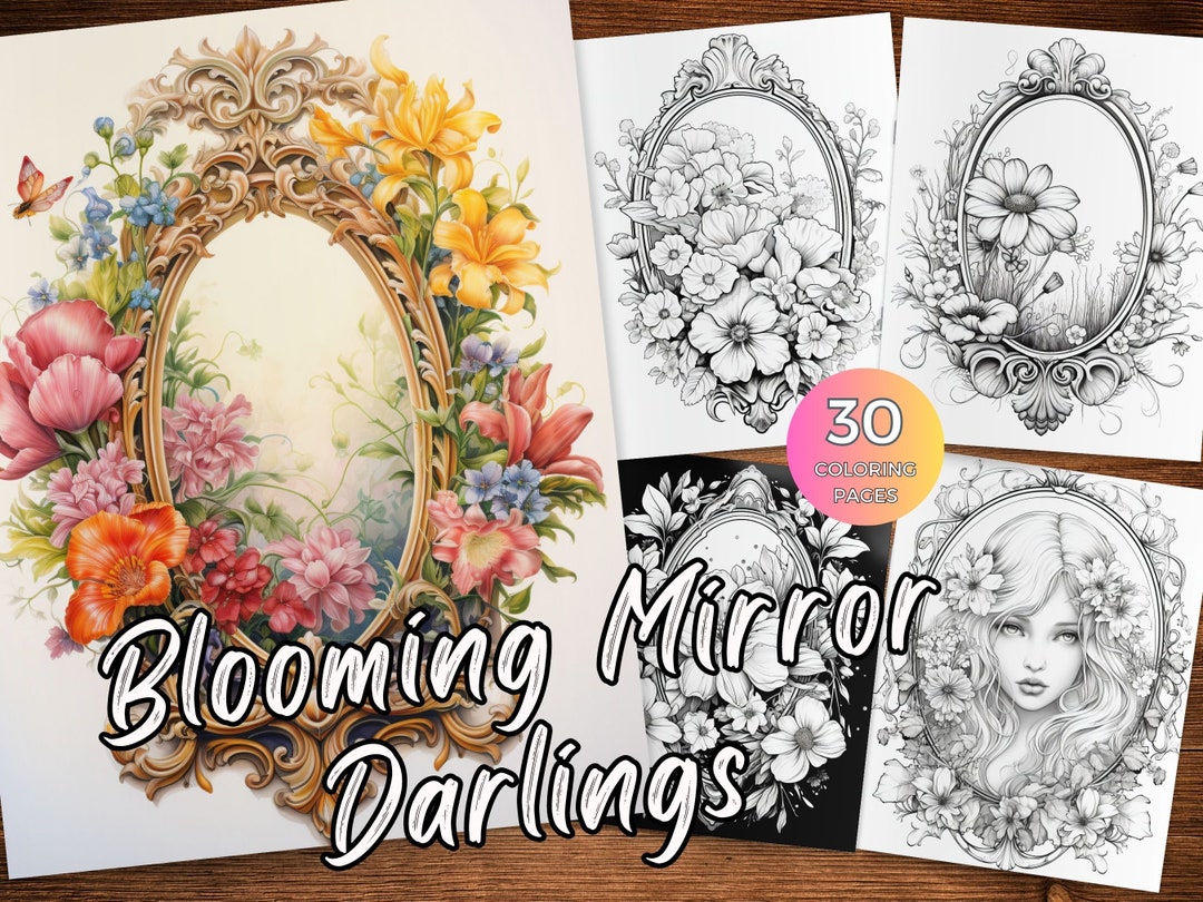 Blooming Mirrors Coloring Book Mirror Coloring Page for Adults Mirror ...