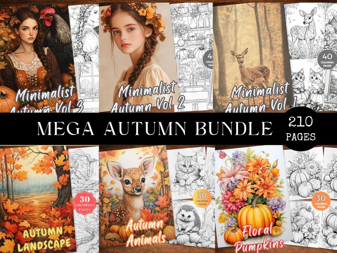 MEGA Autumn Coloring Book BUNDLE Fall Coloring Pages for Adults Autumn ...